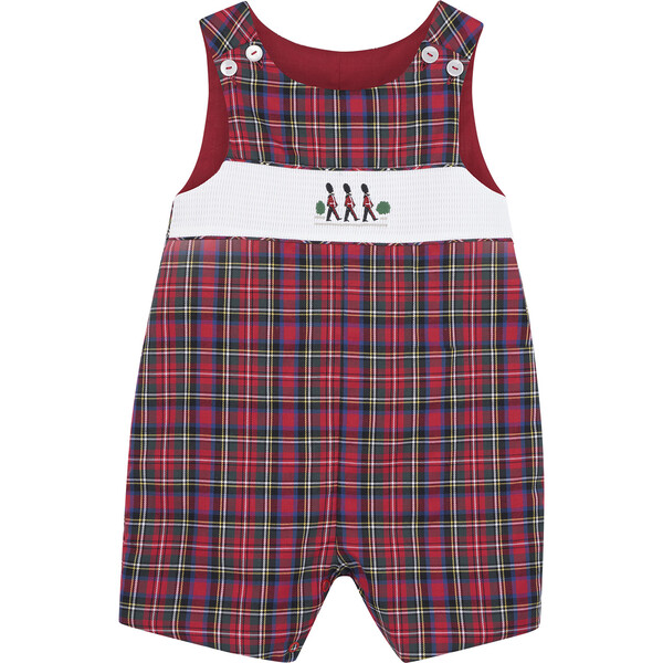 Little Archie Smocked Romper , Red Tartan & Guardsman - Trotters London Rompers | Maisonette