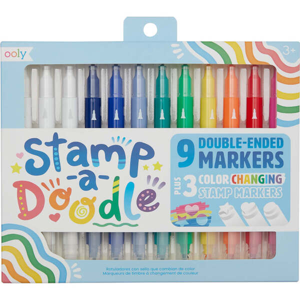 Stamp-A-Doodle Double-Ended Markers (Set of 12 w/ 9 Colors) - OOLY Arts ...