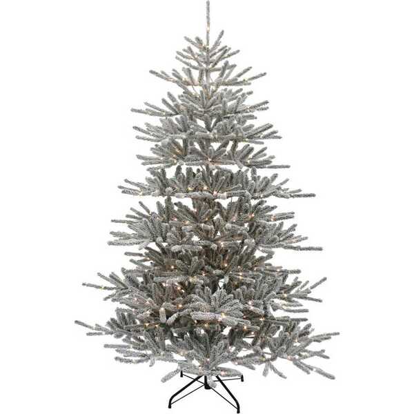 7-Foot Pre-Lit Warm White LED Vail Flocked Pine Tree - Kurt Adler ...