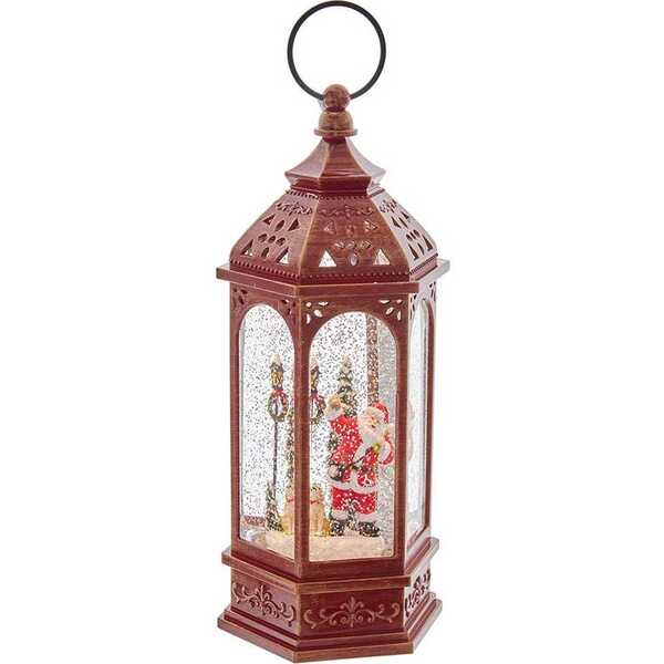 11-Inch Battery-Operated LED Santa Lantern with Swirl Water - Kurt ...