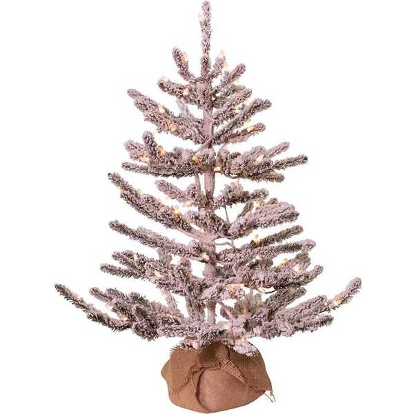 3-Foot Pre-Lit Flocked Pine Tree with Burlap - Kurt Adler Nutcrackers ...