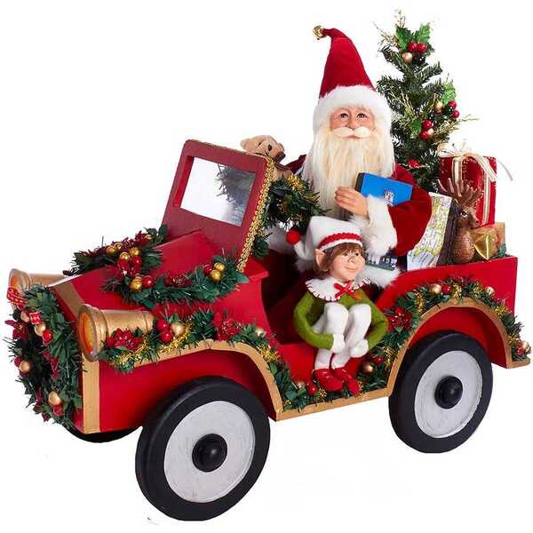 22-Inch Santa Driving Car Tablepiece - Kurt Adler Nutcrackers & Accents ...