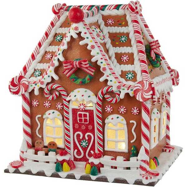 13-Inch Battery-Operated Gingerbread House with LED Light and Timer ...