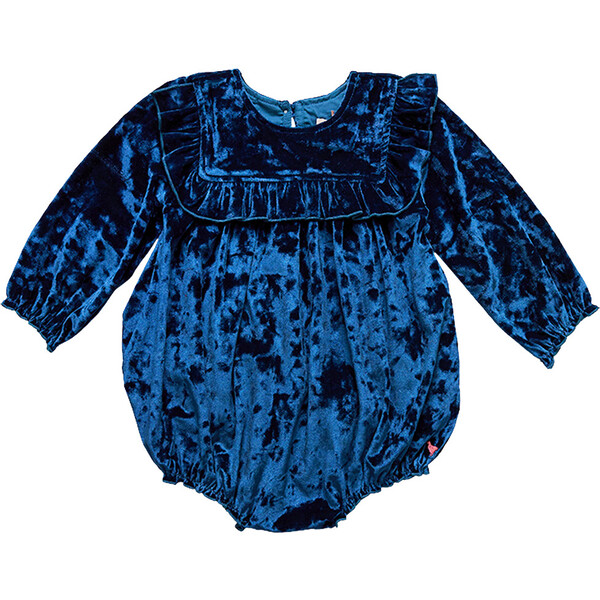 Baby Quinn Bubble, Blue Velvet - Pink Chicken Rompers | Maisonette