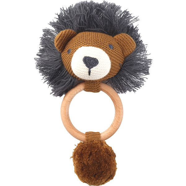 Organic Lion Rattle, Chestnut - Sammy + Nat Teethers & Rattles | Maisonette