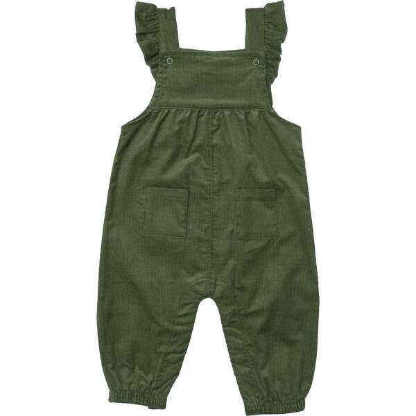 Chive Ruffle Overalls, Green - Angel Dear Pants | Maisonette