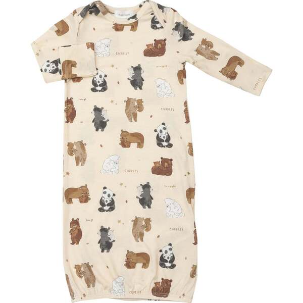 Bear Hugs Lap Shoulder Gown, Brown, 0-3M - Angel Dear Rompers | Maisonette