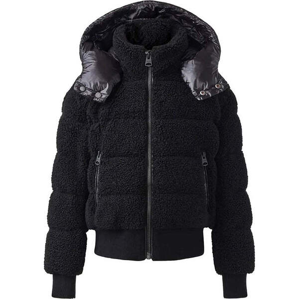 Ari Hooded Plush Down Jacket, Black - MACKAGE Outerwear | Maisonette