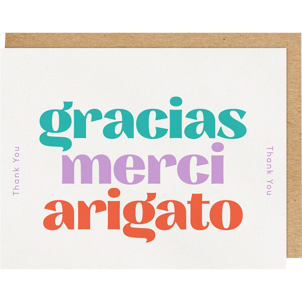 Gracias Merci Arigato Thank You Letterpress Card - March Desk ...