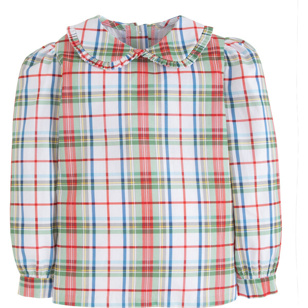 Ruffled Peter Pan Blouse, Douglas Plaid - Little English Tops | Maisonette