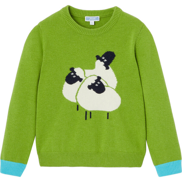 Intarsia Sheep Sweater, Olive Green - Jacadi Sweaters | Maisonette