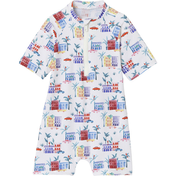 Cuba Short Sleeve Swimsuit, Multicolors - Lison Paris Swim | Maisonette