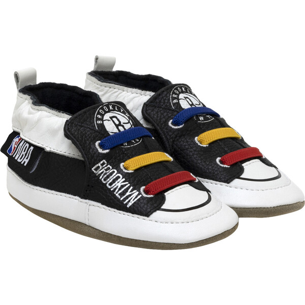 Nets Logo Booties, Black & White - Robeez Shoes & Booties | Maisonette