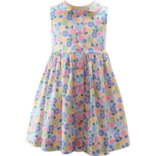 Hibiscus Button-Front Sleeveless Printed Dress, Yellow - Rachel Riley ...