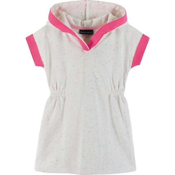 Speckled Nep Fabric Hooded Cover-Up, White - Andy & Evan Swim | Maisonette