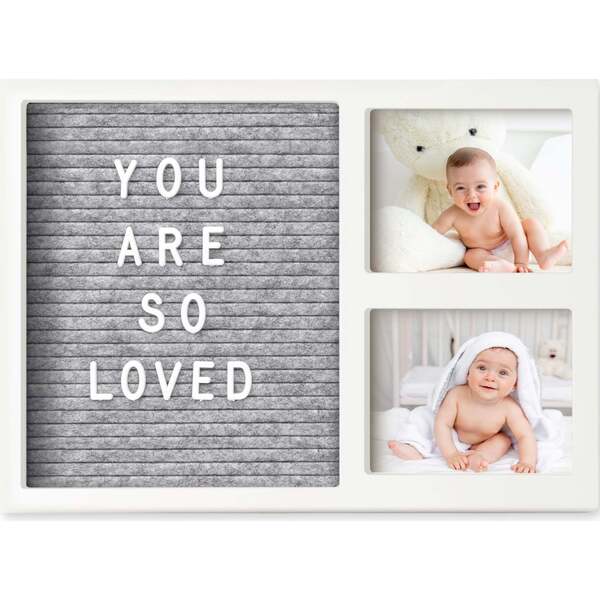 Heartfelt Picture Frame with Felt Letterboard, Alpine White - KeaBabies ...