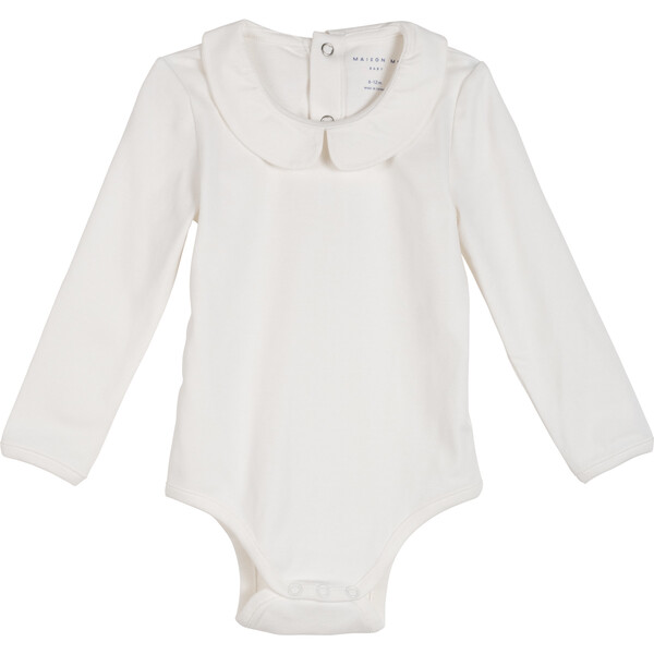 Baby Remy Long Sleeve Collar Bodysuit, White - Maison Me Rompers ...