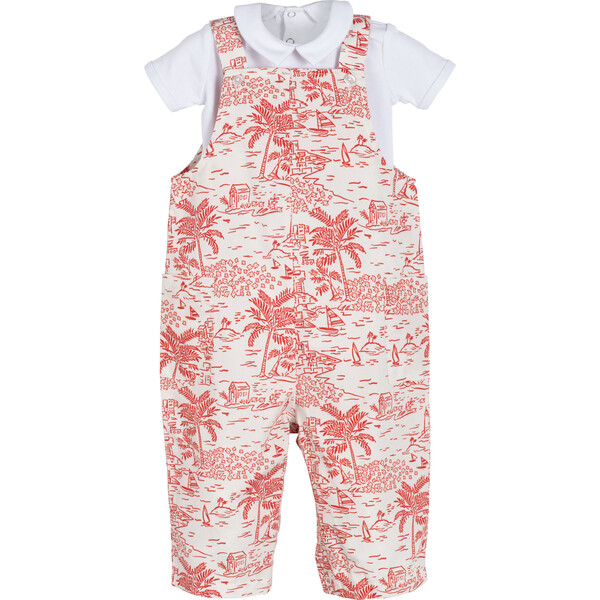 Baby Mattias Bodysuit & Overall Set, Red Seascape Toile - Maison Me Mommy & Me Shop | Maisonette