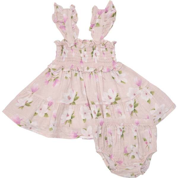 Southern Magnolias Smocked Ruffle Sundress & Diaper Cover - Angel Dear ...