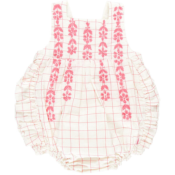 Baby Girls Betty Bubble, Pink Tattersall - Pink Chicken Rompers ...