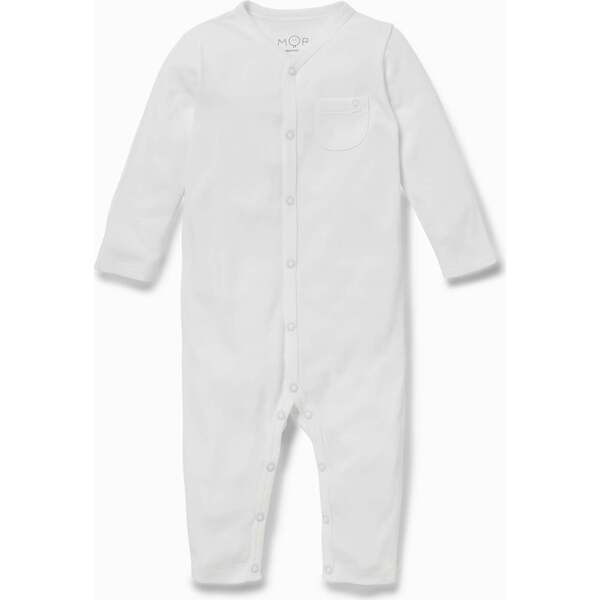 Front Opening Snap Romper, White - MORI Rompers | Maisonette