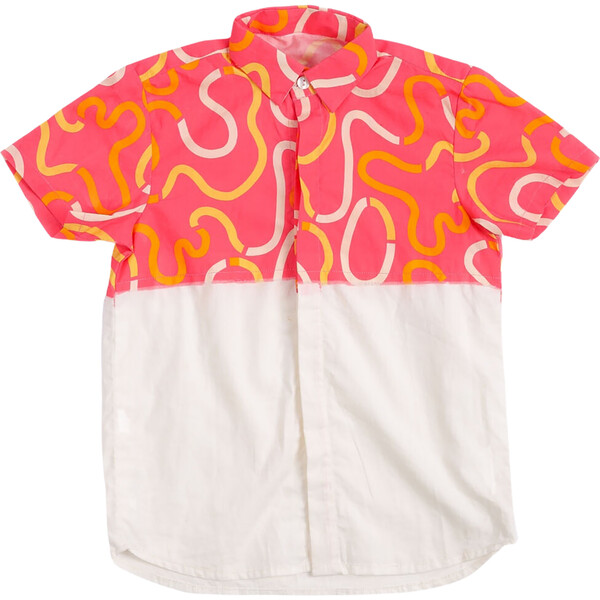 Swiggly Half And Half Swirly Print Shirt, Pink And White - Miko Lolo ...