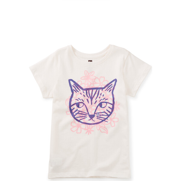 Floral Cat Graphic Tee, Chalk - Tea Collection Tops | Maisonette