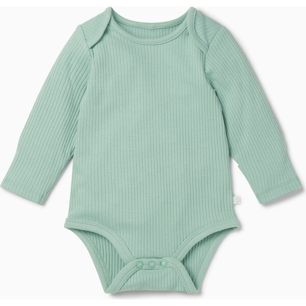 Ribbed Long Sleeve Bodysuit, Mint - MORI Basics | Maisonette