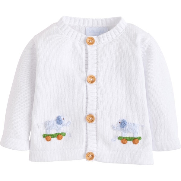 Crochet Sweater, Blue Elephant - Little English Sweaters | Maisonette