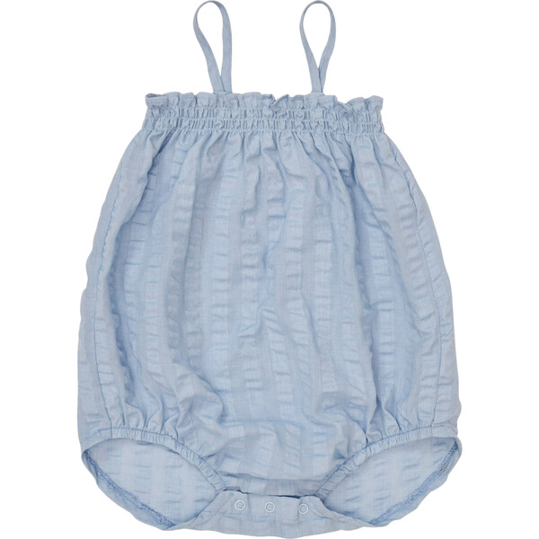 Tiburon Ruffled Smock Neck Strappy Romper, Subdued Blue - Young Days ...