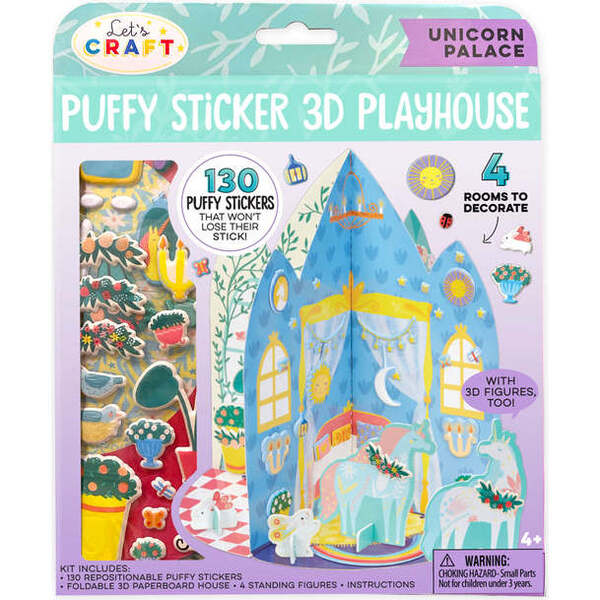 Puffy Sticker 3D Playhouse Unicorn Palace - Bright Stripes Arts ...