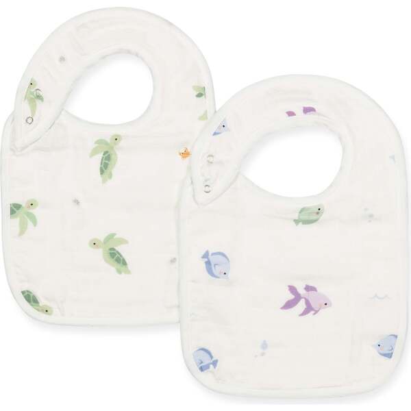 Bib Set, Fish & Turtle - Bamboo Little Bibs | Maisonette