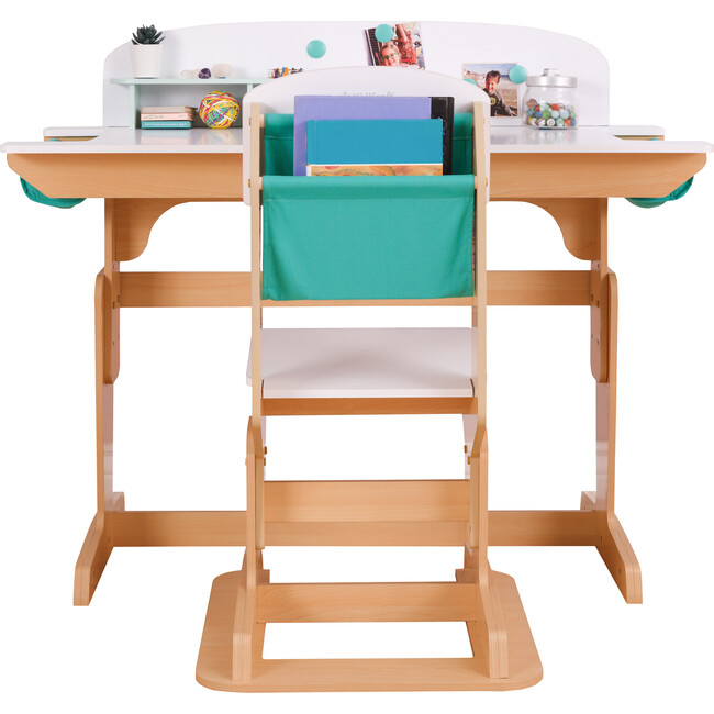 Grow Together™ Pocket Adjustable Desk with Hutch and Chair – Natural ...