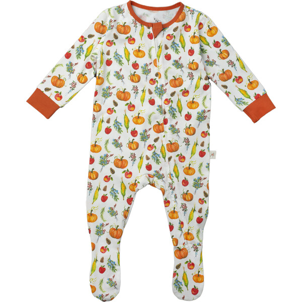 Double Zip Footed One Piece PJ, Fall Harvest Pumpkins - Moon Breeze ...