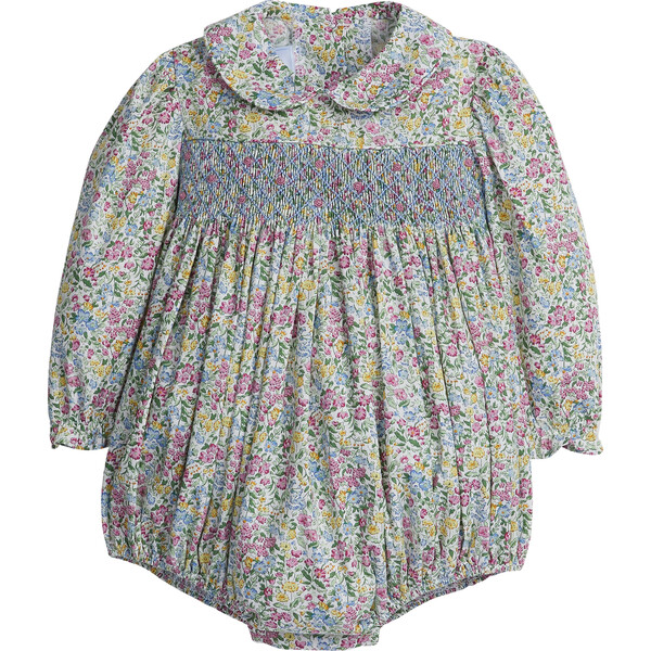 Smocked Charlotte Bubble, Green Gables Floral - Little English Rompers | Maisonette