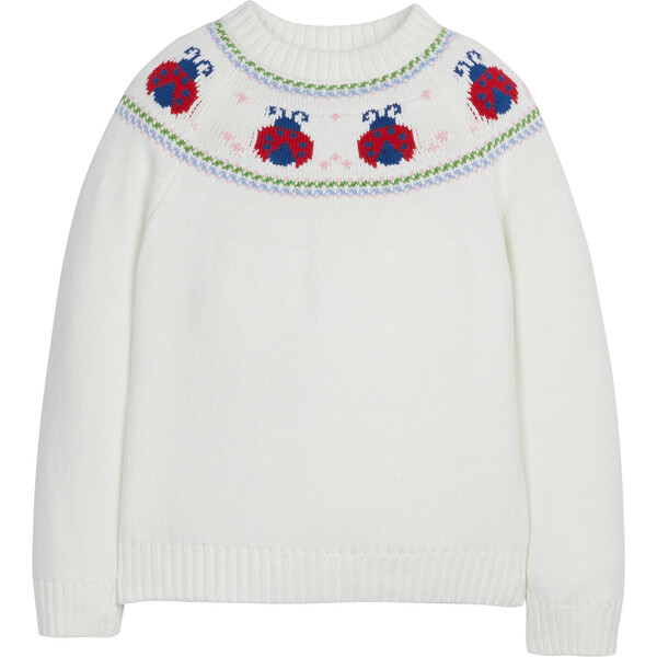 Lady Bug Fair Isle Sweater, Cream - Little English Sweaters | Maisonette