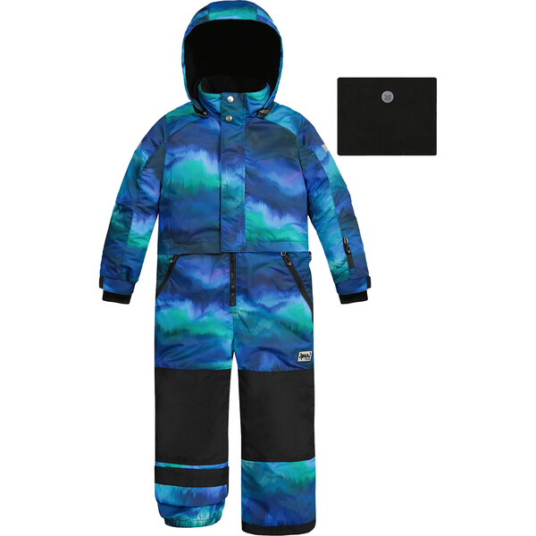 Ocean Print One-Piece Snowsuit, Blue - Deux par Deux Outerwear | Maisonette