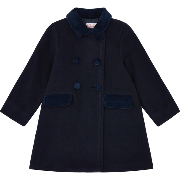 Arrieta Girl Wool Coat, Navy - La Coqueta Outerwear | Maisonette
