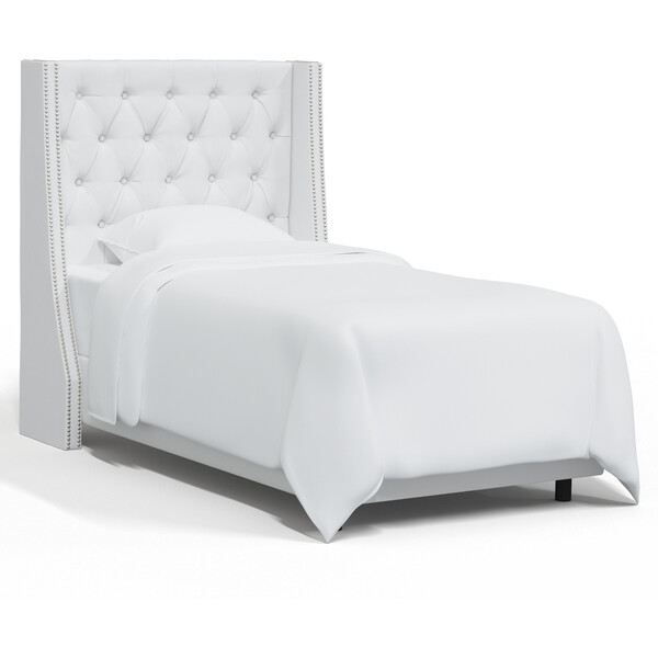 Bellevue Velvet Wingback Bed, White - Beds | Maisonette