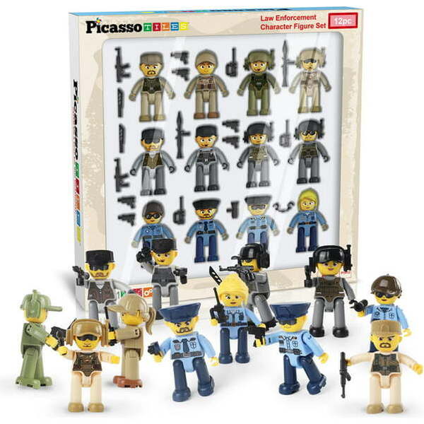12 Piece Law Enforcement Character Figure Set - PicassoTiles STEM Toys ...