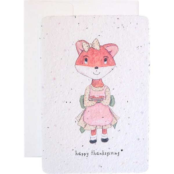 Plantable Happy Thanksgiving Fox with a Pumpkin Pie Card - Cedar Rose ...