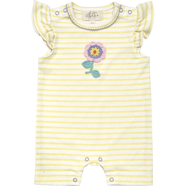 Flower Crochet Frill Baby Vest, Multicolors - Albetta Rompers | Maisonette