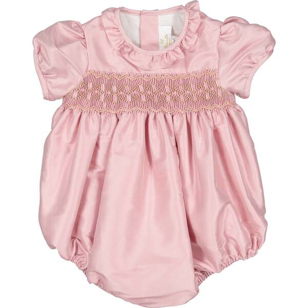 Astrid French Silk Smocked Bubble, Pink - Antoinette Paris Rompers | Maisonette
