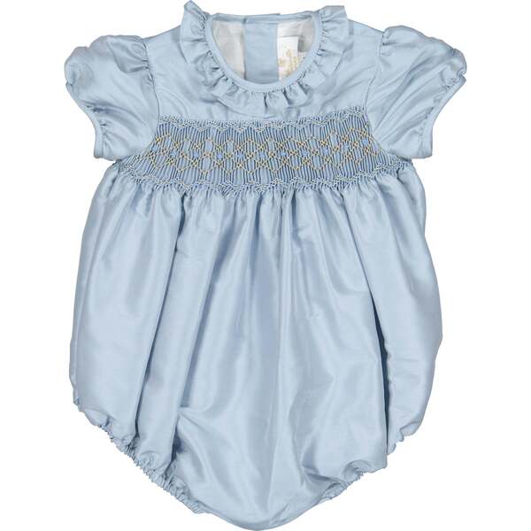 Astrid French Silk Smocked Bubble, Azur - Antoinette Paris Rompers | Maisonette