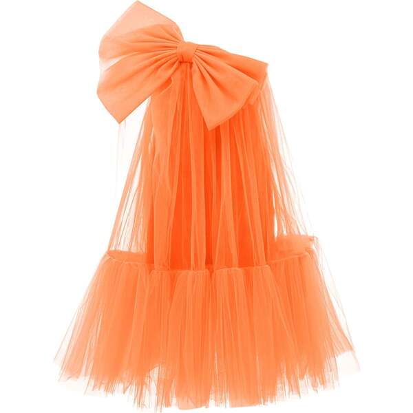 Maggi Neon Bow Tulle Dress, Orange - Tulleen Dresses | Maisonette