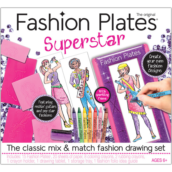 Fashion Plates Super Star Drawing Set for Kids - Playmonster Arts ...
