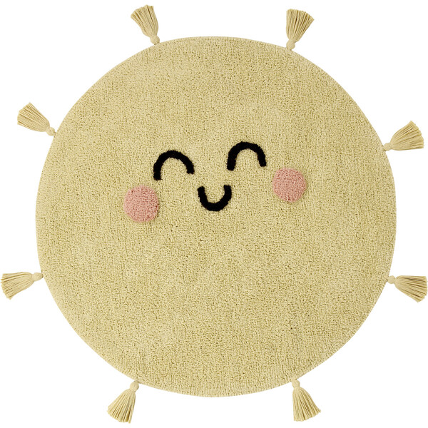 You'Re My Sunshine Tufted Round Rug With Tassels, Light Yellow - Lorena ...
