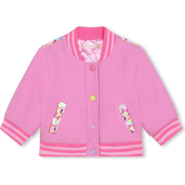 Bunny Graphic Varsity Jacket, Pink - Billieblush Outerwear | Maisonette