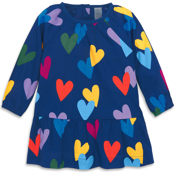 Baby Tiered Dress In Confetti Hearts, Cobalt Confetti Hearts - Primary ...