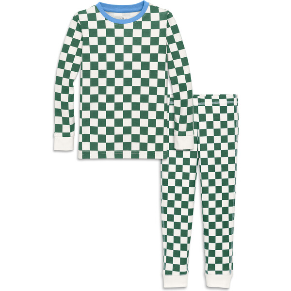 Organic Long Sleeve PJ Set, Chive Check - Primary Sleepwear | Maisonette